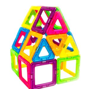 MAGFORMERS Neon 26 Pieces Rainbow Neon Colors, Educational Magnetic Geometric Shapes Tiles Building STEM Toy Set Ages 3+