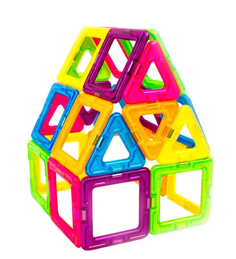 MAGFORMERS Neon 26 Pieces Rainbow Neon Colors, Educational Magnetic Geometric Shapes Tiles Building STEM Toy Set Ages 3+