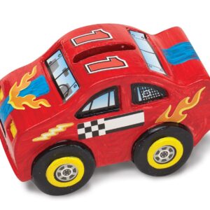 Melissa & Doug Race Car Bank: Decorate-Your-Own Kit & 1 Scratch Art Mini-Pad Bundle (08863)