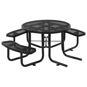 global industrial 46" wheel chair accessible round picnic table, surface mount, black