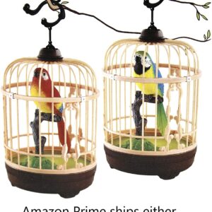 Haktoys Sound-Activated Singing Bird in Cage - Realistic Chirping and Motion, Battery-Operated Desk & Room Accessory with Melodic Sounds