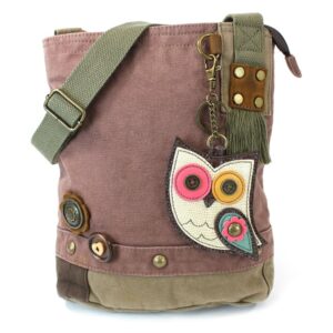 chala handbags patch crossbody messenger bags - mauve (color owl)