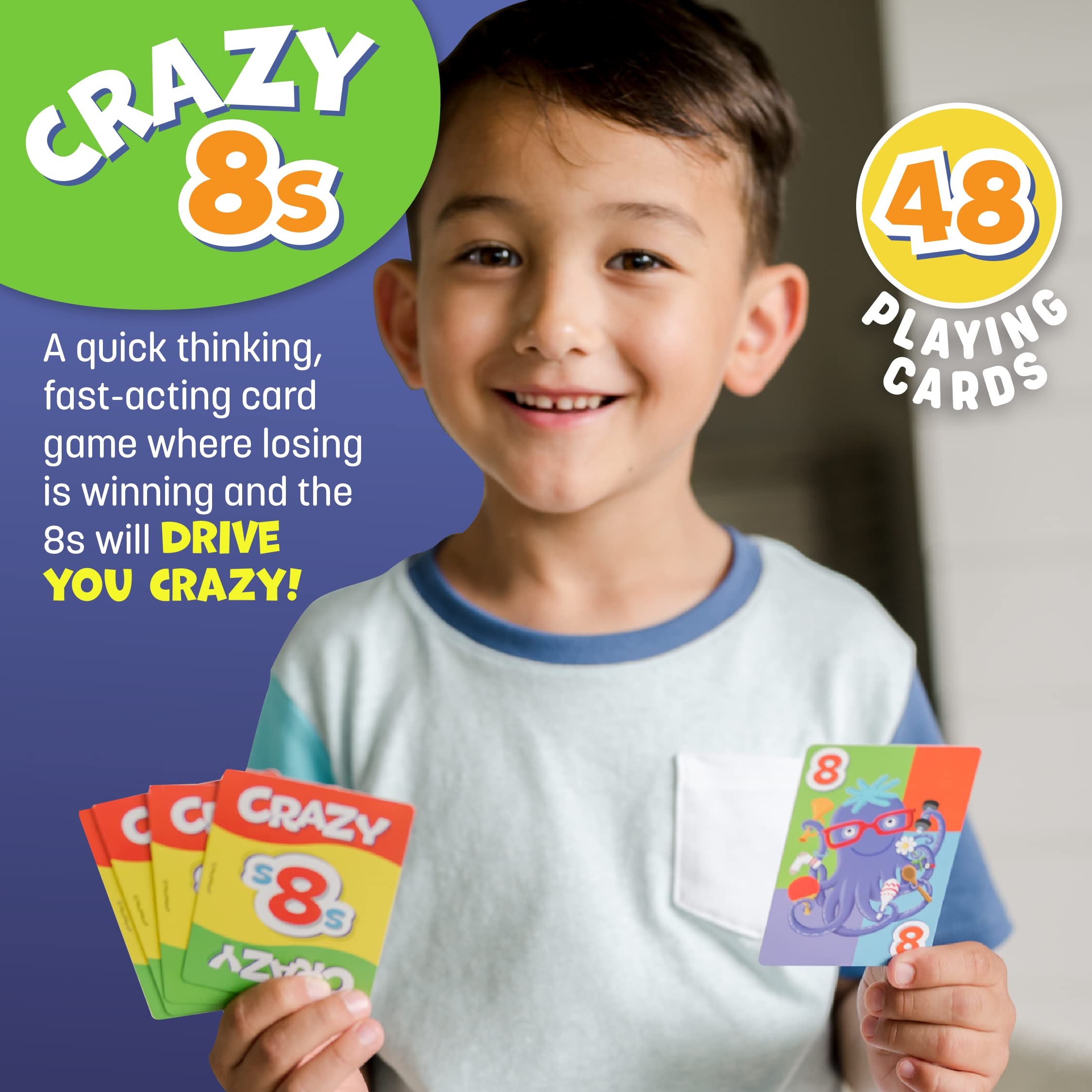 Peaceable Kingdom Crazy 8s Card Game for Kids - Funny Animal Illustrations