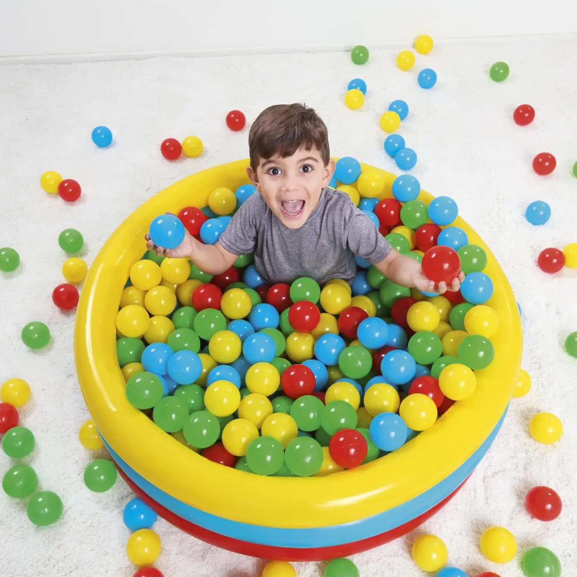 Fisher-Price Bestway Small 2.5 Inch Air Filled Smooth Plastic Kids Multi-Colored Balls for Fun Ball Pits or Playhouses, 100 Count