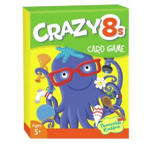 peaceable kingdom crazy 8s card game for kids - funny animal illustrations