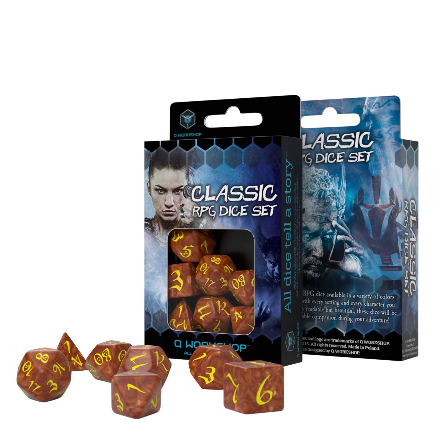 Q-Workshop Classic RPG Caramel & Yellow Dice Set (7 Piece)