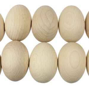 efo Wooden Eggs for Arts and Crafts or Easter Decorations - Easter Gift Idea - Great for Easter Basket Egg Hunt or Home Decor - Unpainted Eggs Set of 10