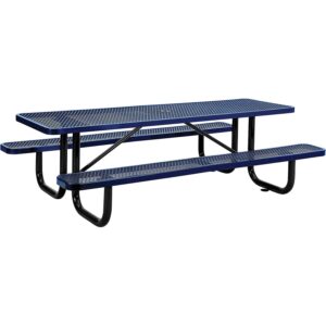 global industrial 8' rectangular picnic table, surface mount, blue (96" long)