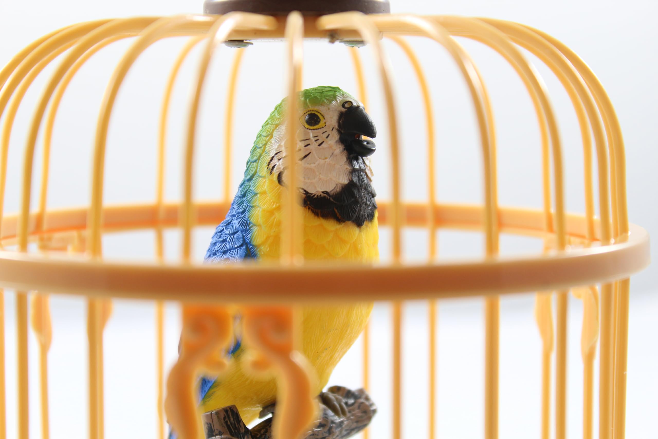 Haktoys Sound-Activated Singing Bird in Cage - Realistic Chirping and Motion, Battery-Operated Desk & Room Accessory with Melodic Sounds