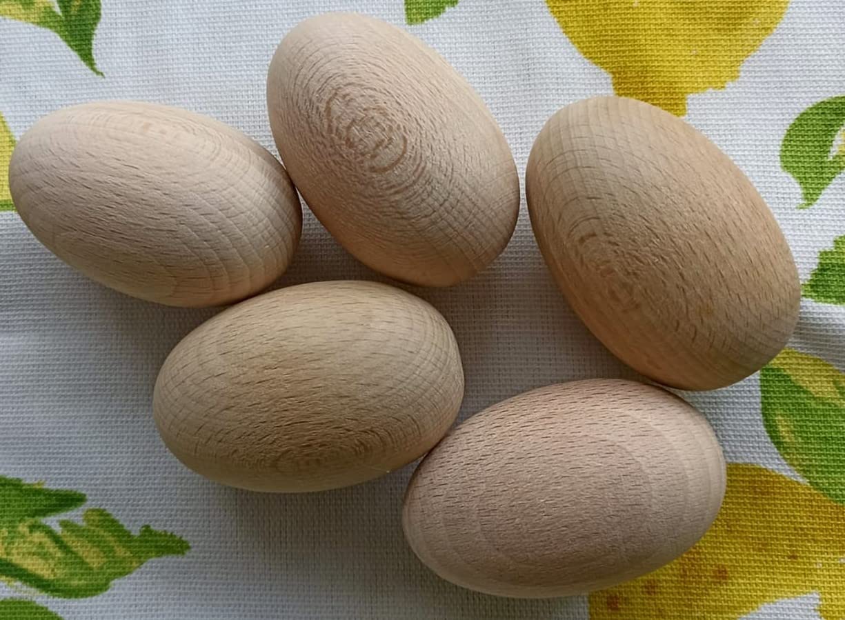 efo Wooden Eggs for Arts and Crafts or Easter Decorations - Easter Gift Idea - Great for Easter Basket Egg Hunt or Home Decor - Unpainted Eggs Set of 10