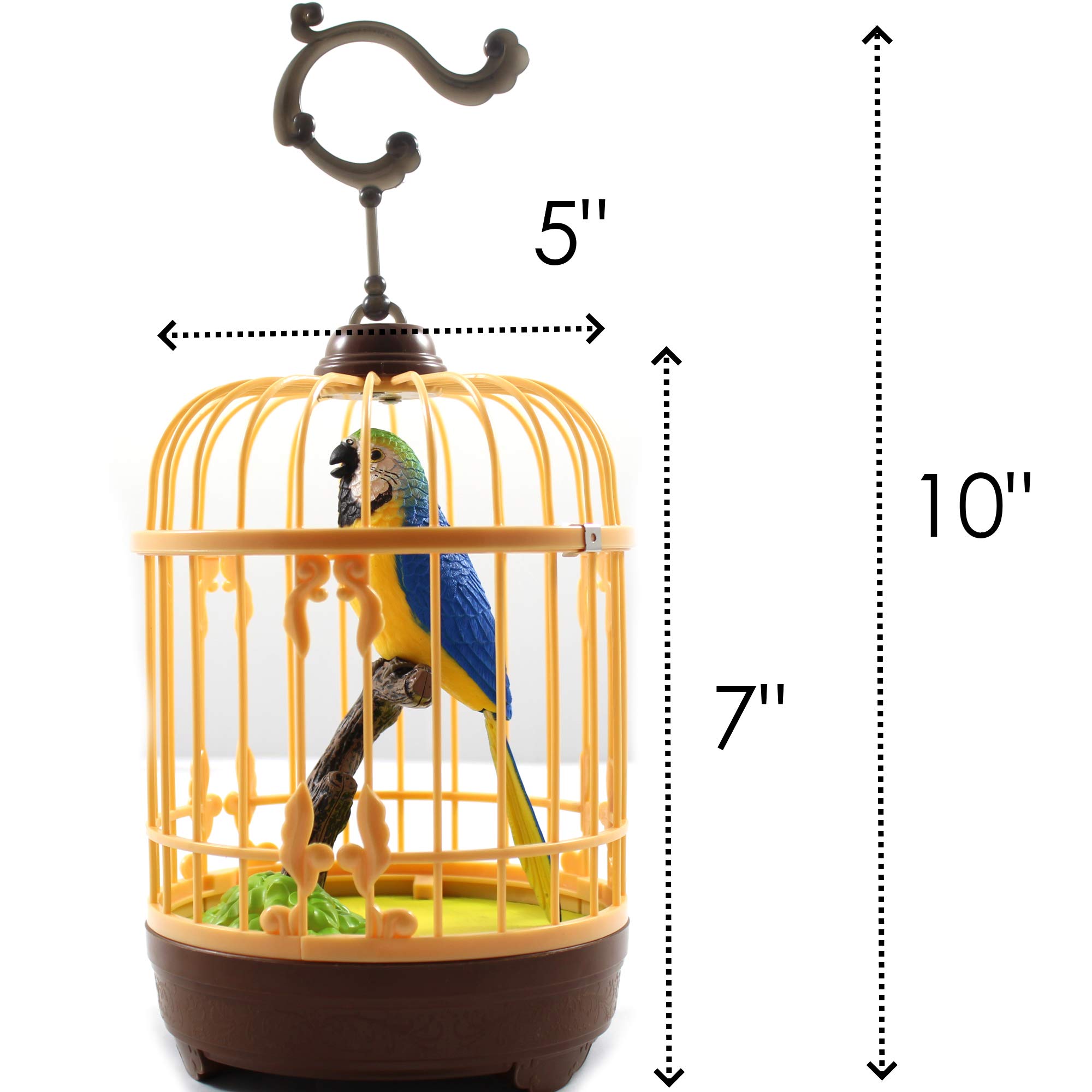 Haktoys Sound-Activated Singing Bird in Cage - Realistic Chirping and Motion, Battery-Operated Desk & Room Accessory with Melodic Sounds