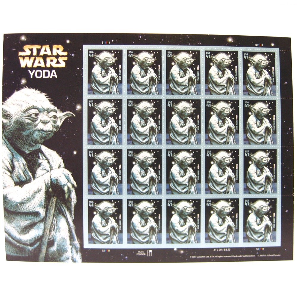 Star Wars Yoda Collectible Sheet of 20 X 41 Cent Stamps Scott 4205