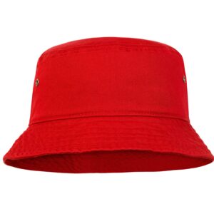 men women unisex cotton bucket hat 100% cotton packable for travel fishing hunting summer camp (l/xl, red)