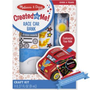 melissa & doug race car bank: decorate-your-own kit & 1 scratch art mini-pad bundle (08863)