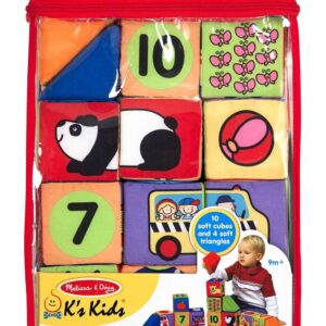 Melissa & Doug Matching & Build Blocks: K's Kids Baby Toy Series & 1 Pair of Baby Socks Bundle (09167)