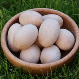 efo Wooden Eggs for Arts and Crafts or Easter Decorations - Easter Gift Idea - Great for Easter Basket Egg Hunt or Home Decor - Unpainted Eggs Set of 10