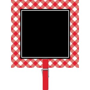 amscan picnic party chalkboard clips - 3' x 3', red gingham, 8 pcs