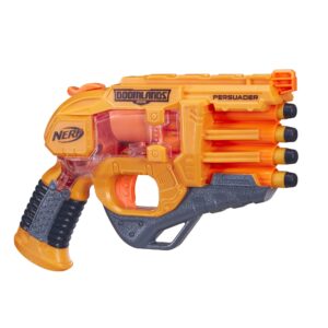 nerf persuader doomlands toy blaster with hammer action and 4 official nerf doomlands darts for kids, teens, and adults