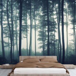 wall26 - Landscape Mural of a Misty Forest - Wall Mural, Removable Sticker, Home Decor - 100x144 inches