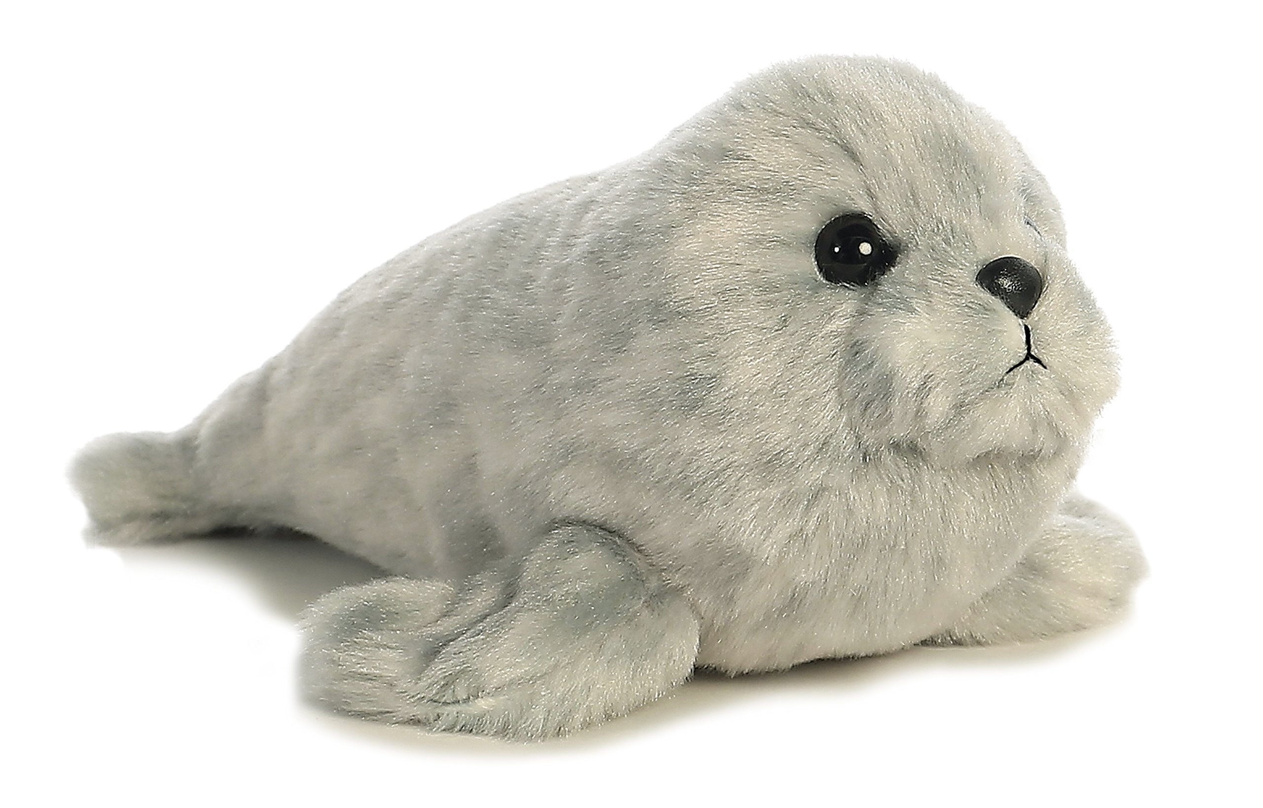 Aurora® Adorable Mini Flopsie™ Harbor Seal Stuffed Animal - Playful Ease - Timeless Companions - Gray 8 Inches