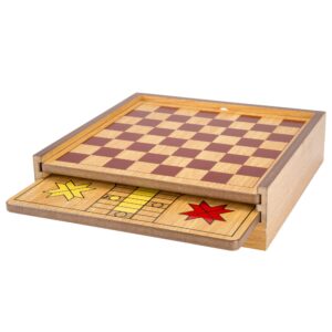 7-in-1 Combo Game For 4 Players with Chess, Ludo, Chinese Checkers & More,11.5 x 12 x 3 inches