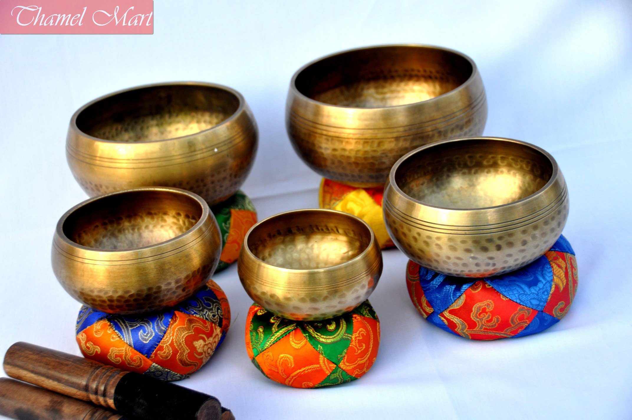 Set of 5 Hand Hammered Singing bowls-tibetan singing bowl-meditation bowls, Healing bowls