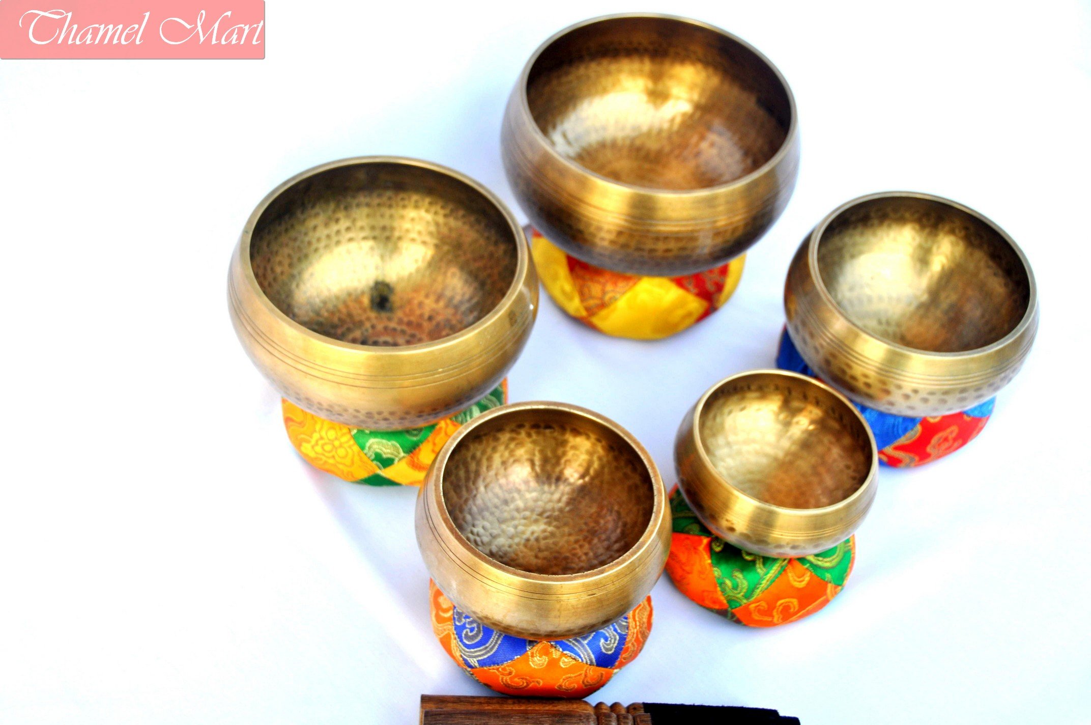 Set of 5 Hand Hammered Singing bowls-tibetan singing bowl-meditation bowls, Healing bowls