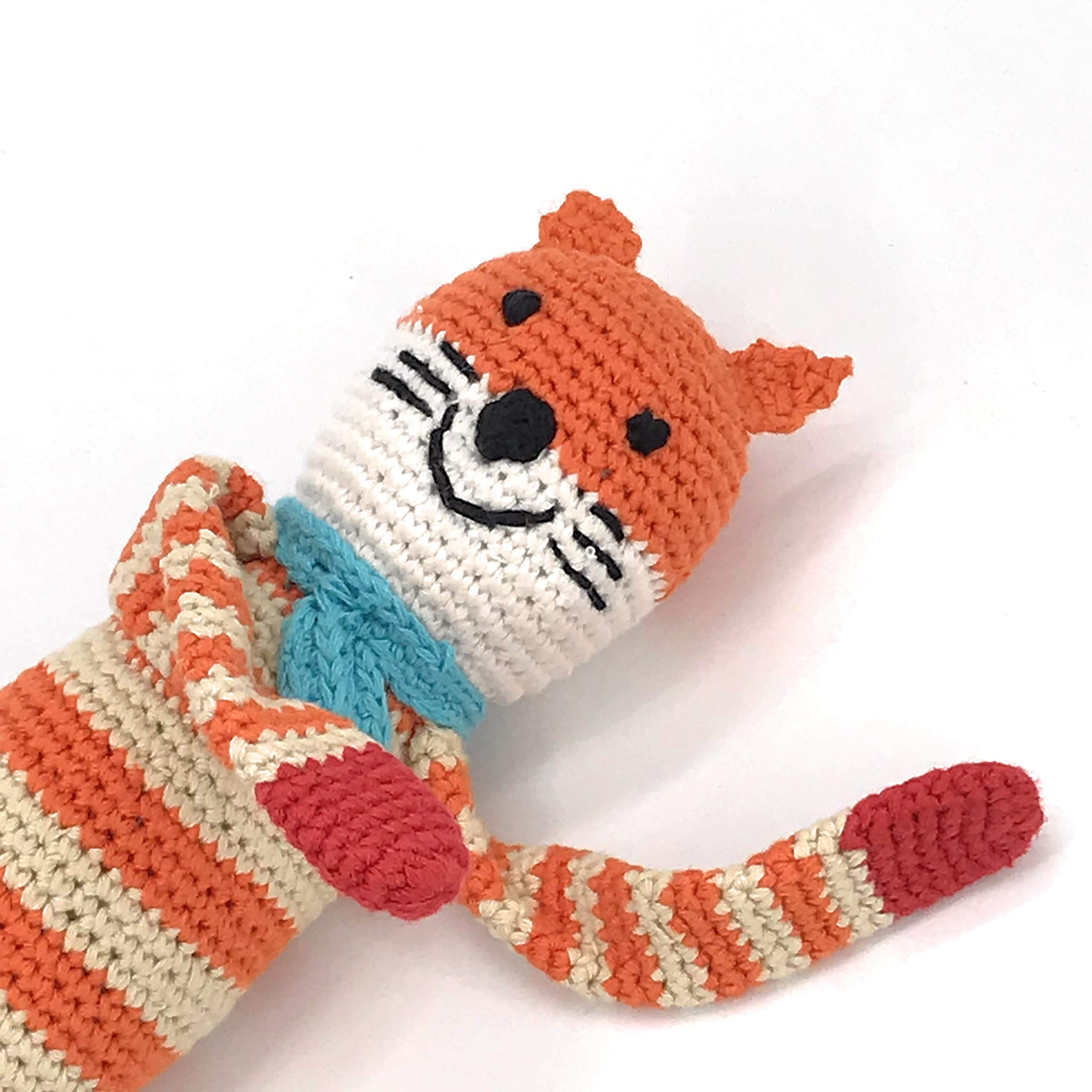 Pebble | Handmade Fox - Orange | Crochet | Fair Trade | Pretend | Imaginative Play | Woodlands | Rattle | Machine Washable