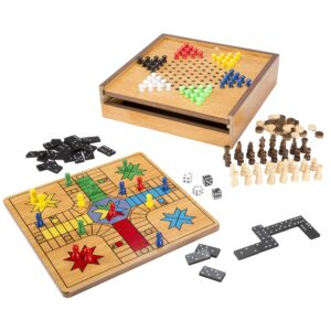 7-in-1 combo game for 4 players with chess, ludo, chinese checkers & more,11.5 x 12 x 3 inches