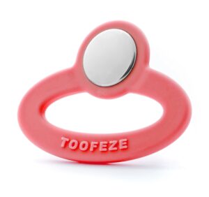 toofeze ice cold baby teether toy – fast pain relief – all natural silicone and stainless – ages 3 mos+ (coral pink)