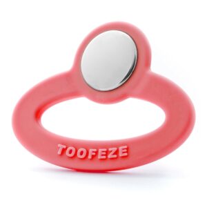 Toofeze Ice Cold Baby Teether Toy – Fast Pain Relief – All Natural Silicone and Stainless – Ages 3 mos+ (Coral Pink)