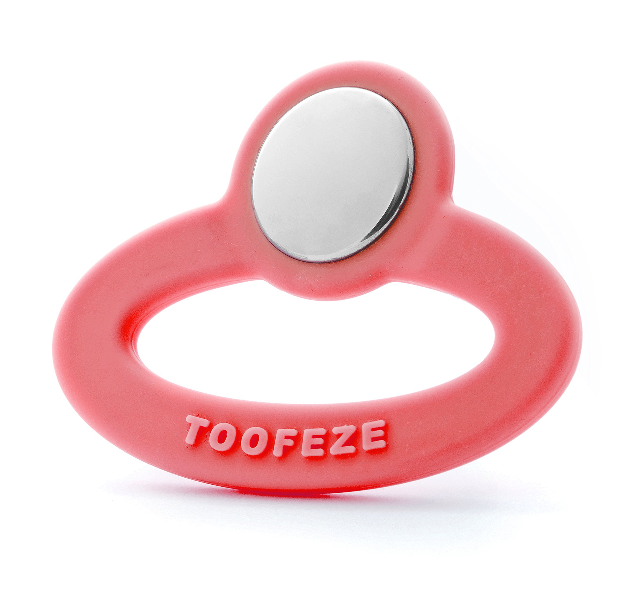 Toofeze Ice Cold Baby Teether Toy – Fast Pain Relief – All Natural Silicone and Stainless – Ages 3 mos+ (Coral Pink)