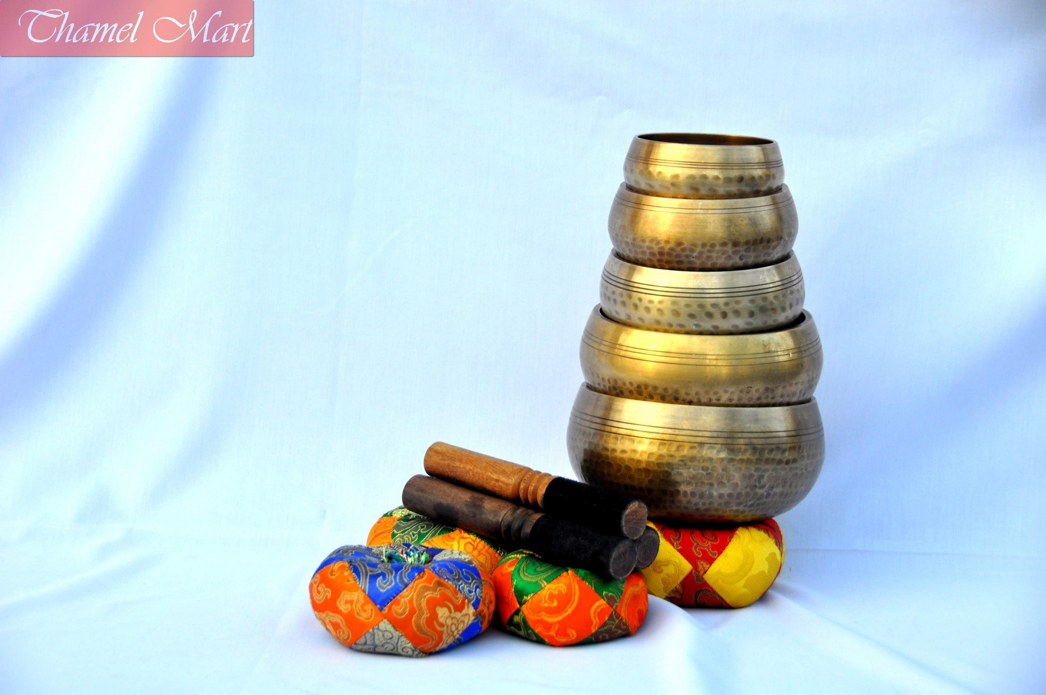 Set of 5 Hand Hammered Singing bowls-tibetan singing bowl-meditation bowls, Healing bowls