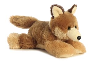 aurora® adorable mini flopsie™ clever coyote™ stuffed animal - playful ease - timeless companions - brown 8 inches