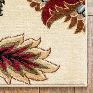 Well Woven Barclay Collection Ashley Oriental Ivory 2x7 Runner Rug - for Hallways, Kitchens, and Entryways