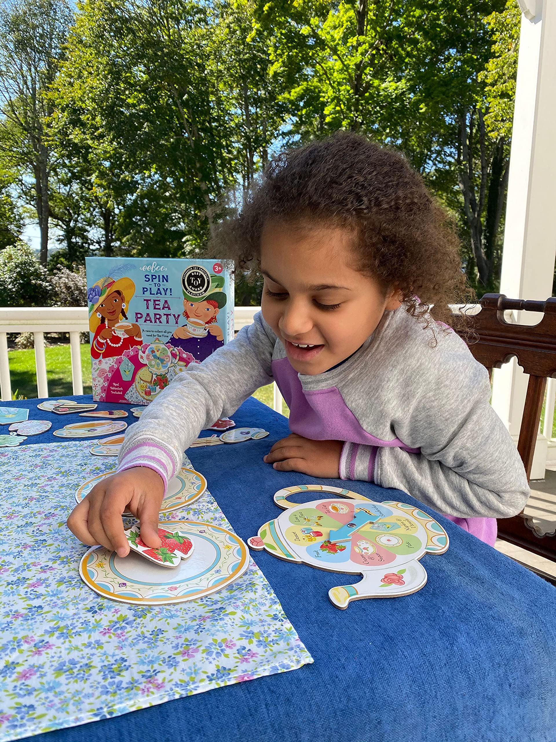 eeBoo: Tea Party Spinner Game, Develops Patience and Social Skills for Children, 2 to 4 Players, 15 to 30 Minute Play Time, for Ages 3 and up