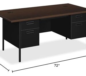 HON P3276MOP Double Pedestal Desk, 72-Inch x36-Inch x29-1/2-Inch, Mocha/BK