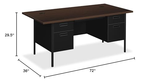 HON P3276MOP Double Pedestal Desk, 72-Inch x36-Inch x29-1/2-Inch, Mocha/BK