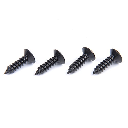 Guitar Bass Jack Plate Jack Socket, Rectangular Dented, Metal and 1/4inches (6.35mm) Output Input Jack Plate Screws for Guitar Replacement Parts (Black)