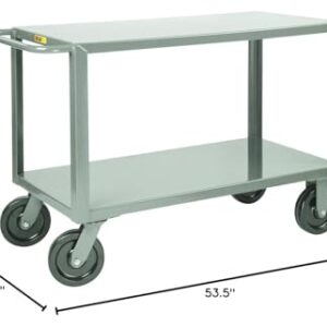 Little Giant GH-3048-8PHK Extra-Heavy Duty Shelf Truck, 5000 lb. Capacity, 53.5" Length, 30" Width, 36" Height, 2 Shelves, 2 Rigid 2 Swivel