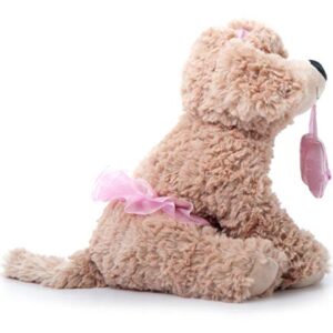 The Petting Zoo Ballerina Scruffy Dog Stuffed Animal, Gifts for Kids, Caramel Brown Dog Plush Toy 10 Inches