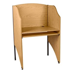 norwood commercial furniture single-sided study carrel- starter unit- oak, oak_starter unit (nor-t1003-so)