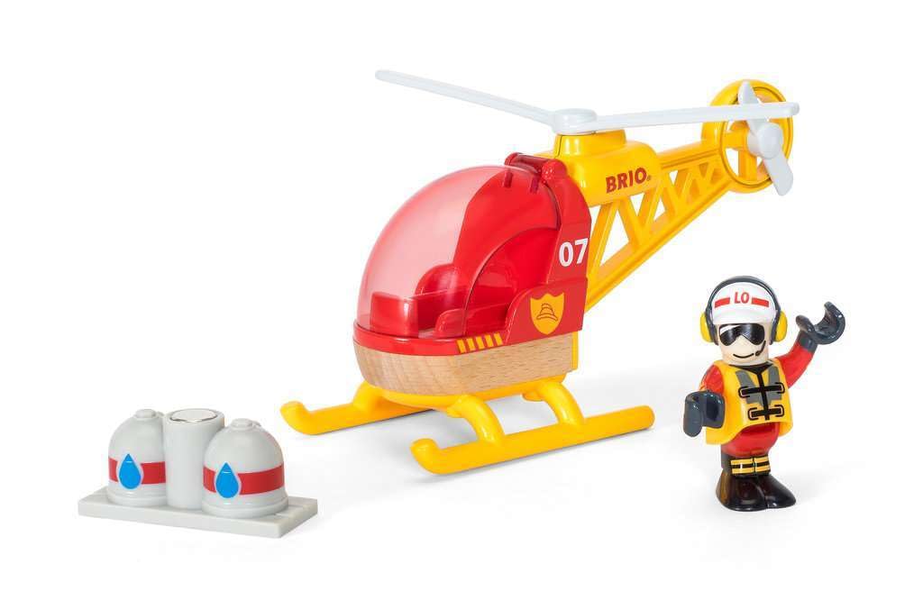 BRIO World - 33797 Firefighter Helicopter | 3 Piece Helicopter Toy for Kids Ages 3 and Up