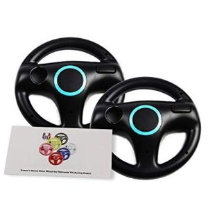 GH Mario Kart 8 Steering Wheel Compatible with Nintendo Wii (Bomb Black, 2 Pack), Racing Games Wheels for Wii (U) Remote Controller (6 Colors Available)