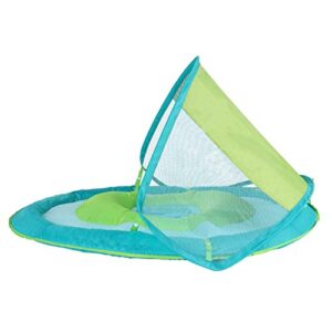 SwimWays Baby Spring Float with Canopy - Inflatable Float for Children with Detached Floating Toys and UPF Sun Protection - Aqua/Green