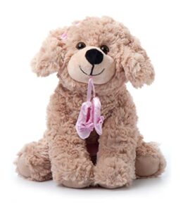 the petting zoo ballerina scruffy dog stuffed animal, gifts for kids, caramel brown dog plush toy 10 inches