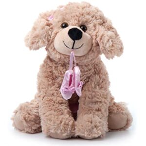 The Petting Zoo Ballerina Scruffy Dog Stuffed Animal, Gifts for Kids, Caramel Brown Dog Plush Toy 10 Inches