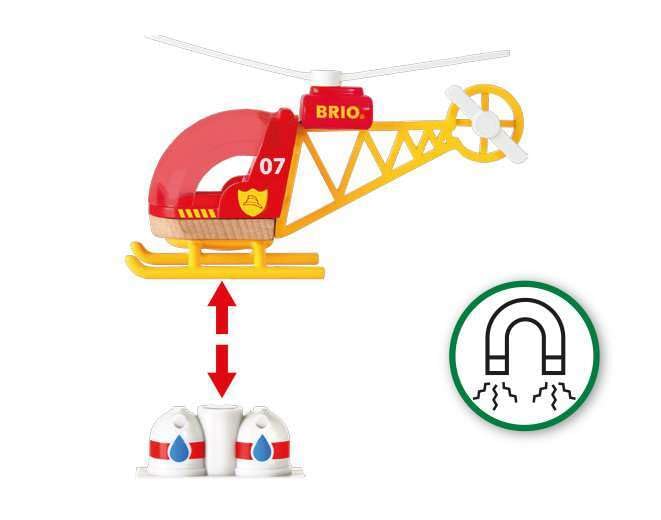 BRIO World - 33797 Firefighter Helicopter | 3 Piece Helicopter Toy for Kids Ages 3 and Up