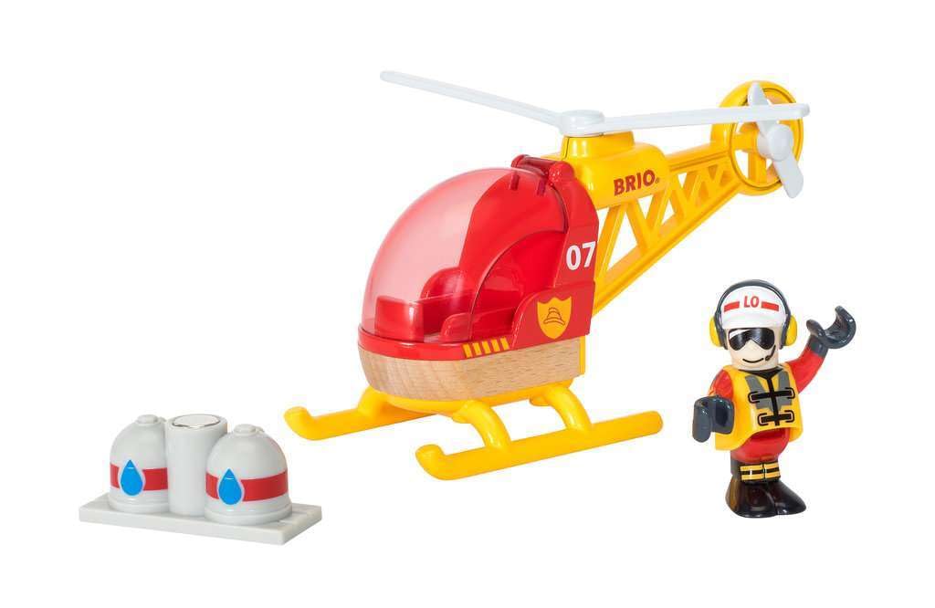 BRIO World - 33797 Firefighter Helicopter | 3 Piece Helicopter Toy for Kids Ages 3 and Up