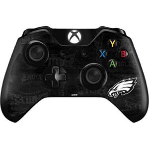 skinit decal gaming skin compatible with xbox one controller - officially licensed nfl philadelphia eagles black & white design